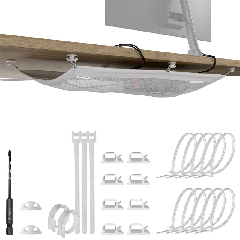 Under Desk Cable Tray - Flexible Cable Management Under Desk White ...