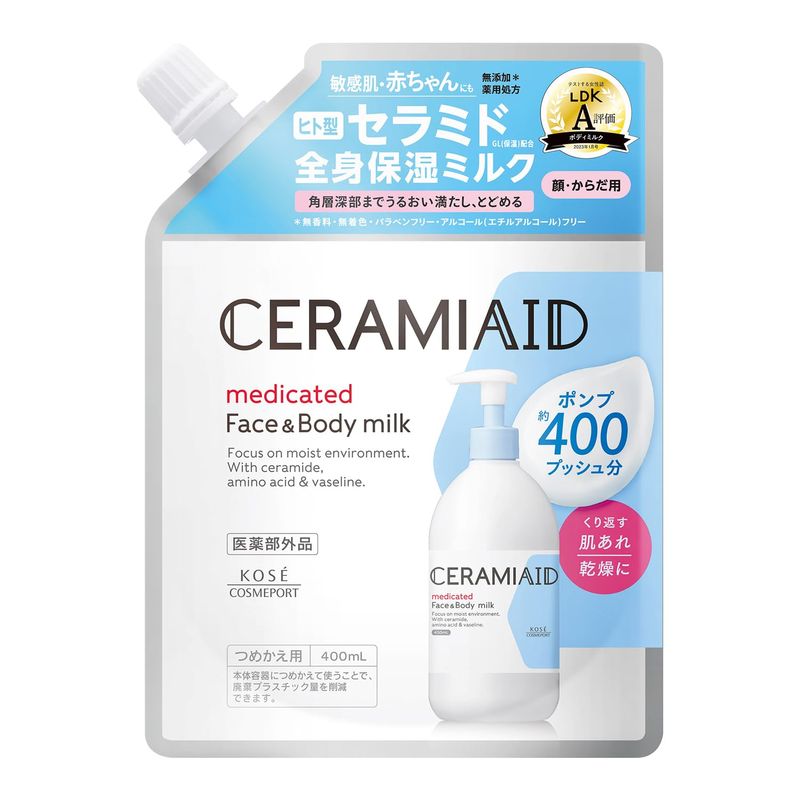 Ceramide Medicated Skin Milk, Refill, Sensitive Skin, Whole Body ...