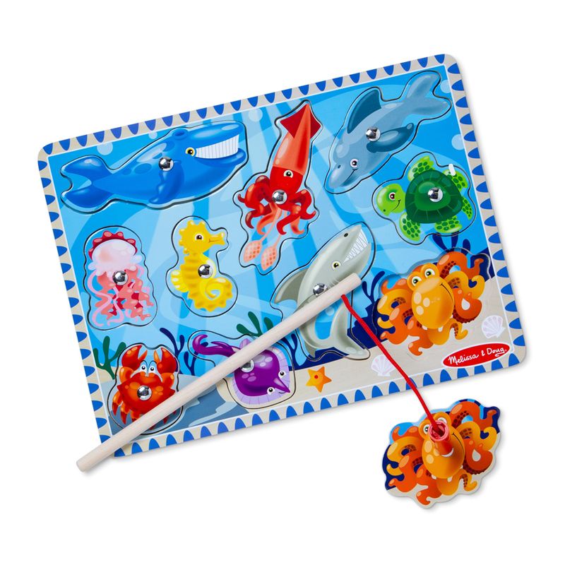 Melissa & Doug Magnetic Wooden Fishing Game and Puzzle With Wooden ...