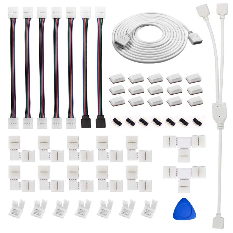 LED Light Strip Connector, 4 Pin, 0.4 inch (10 mm) Wide, SMD 5050 RGB LED Light Strip Connector ...