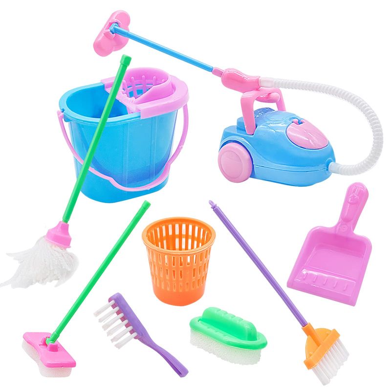 9 Pieces Miniature Dollhouse Cleaning Supplies, Mini Mop, Dustpan ...