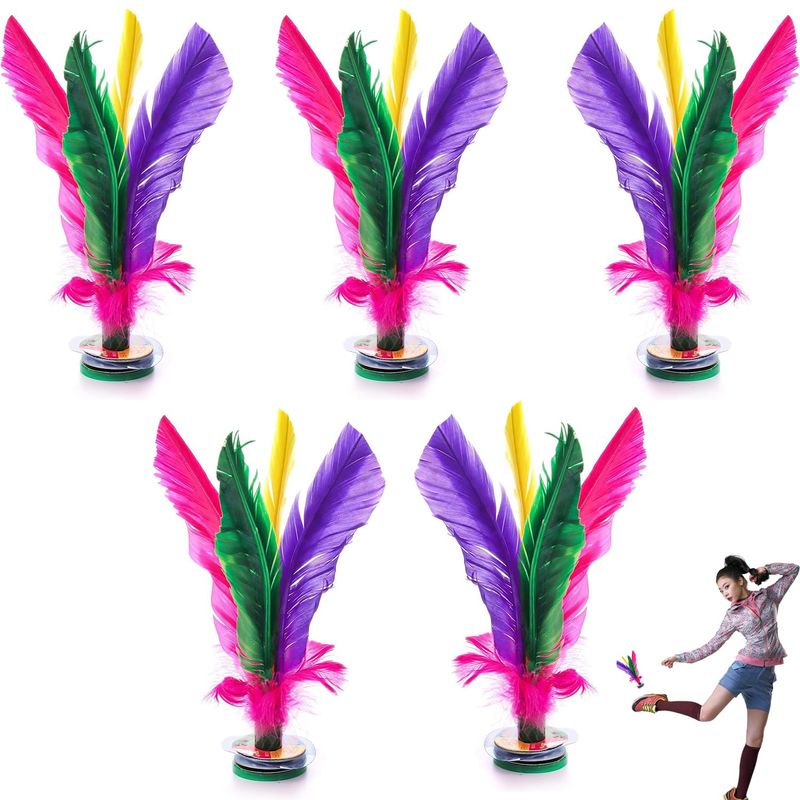 PESSILIN 5 Pack Kick Shuttlecock, 7.5 Inch Chinese Jianzi Shuttlecock ...