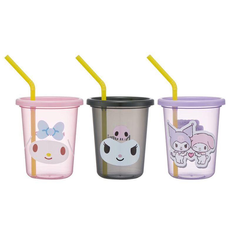 Skater SIH3ST-A Tumbler with Straw, 3 Pieces, 11.8 fl oz (320 ml), My Melody, Chromi, Sanrio ...