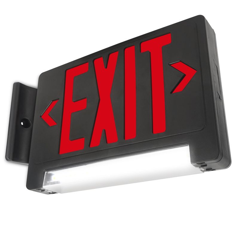 LFI Lights Compact Red Exit Sign with Emergency Lights - All LED Light ...