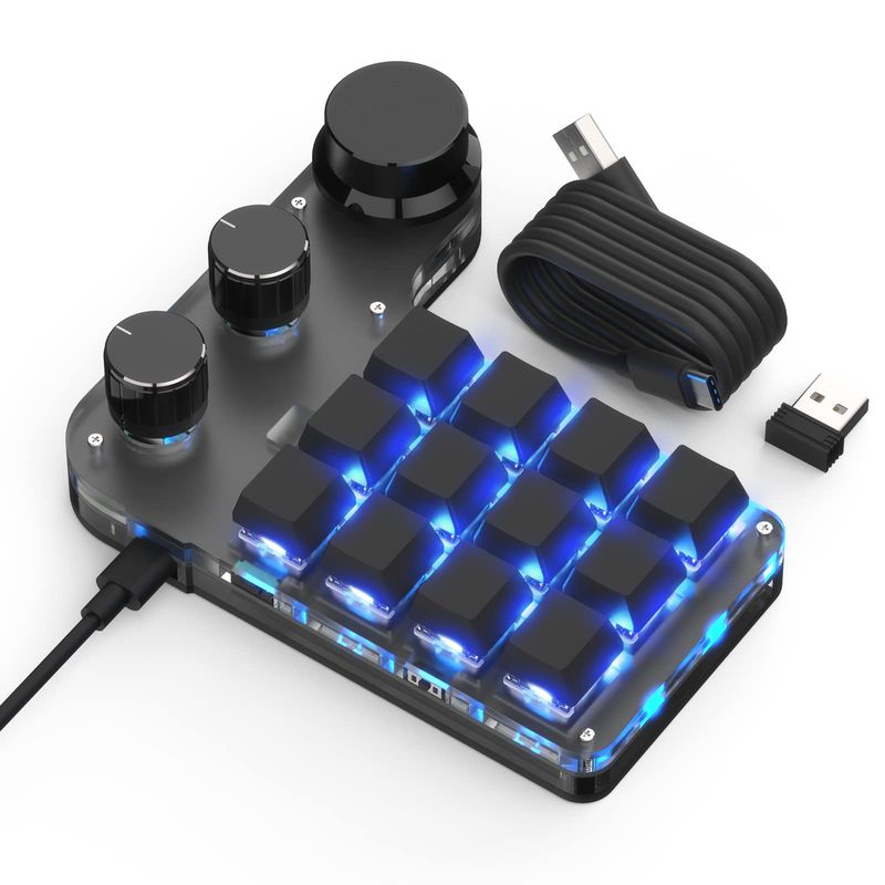 Macro Keyboard, One-Handed Keyboard, 12 Keys, Rotating Knob Included ...
