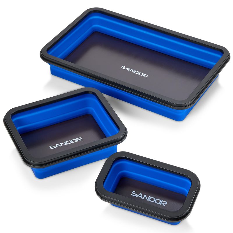 Collapsible Magnetic Parts Tray Set - 3 Different Size Tool Trays for ...