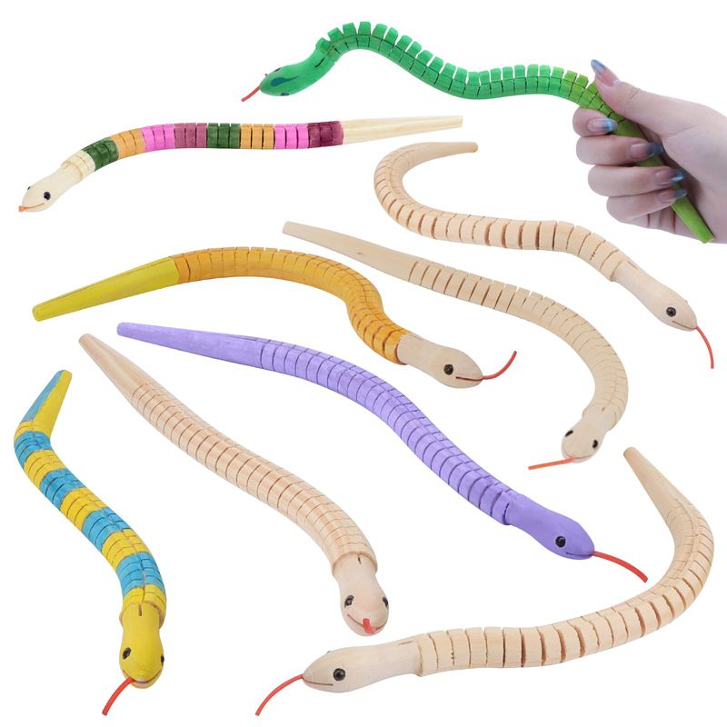 WOWOSS 10 Pcs Unfinished Wooden Wiggly Snakes Set, 12 inch Wooden ...