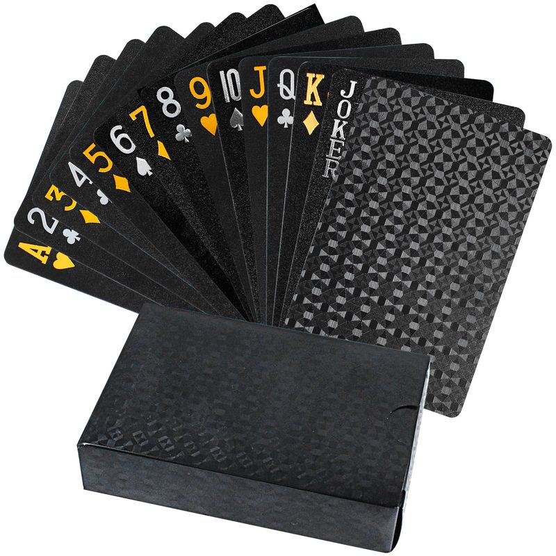 YuZhou Black Poker Cards, Magic Game Cards Magic Poker Cards Gold Foil ...