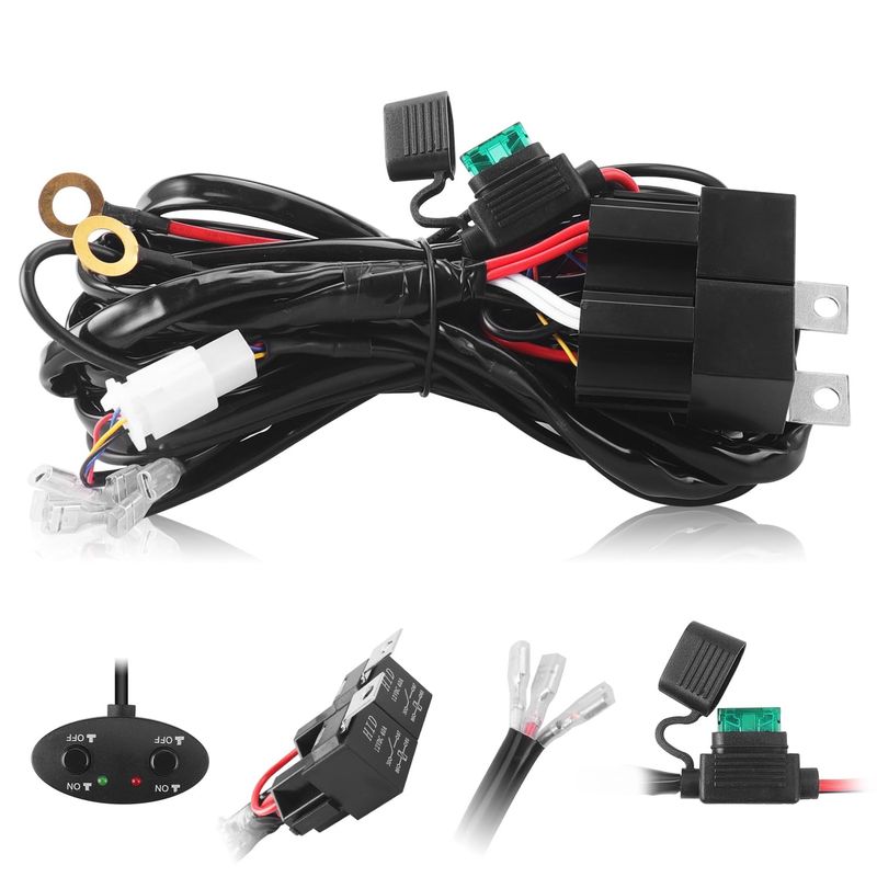 Erato LED Light Wiring Harness Kit 18 AWG 3 Lines 12V 40A Relay 30A ...