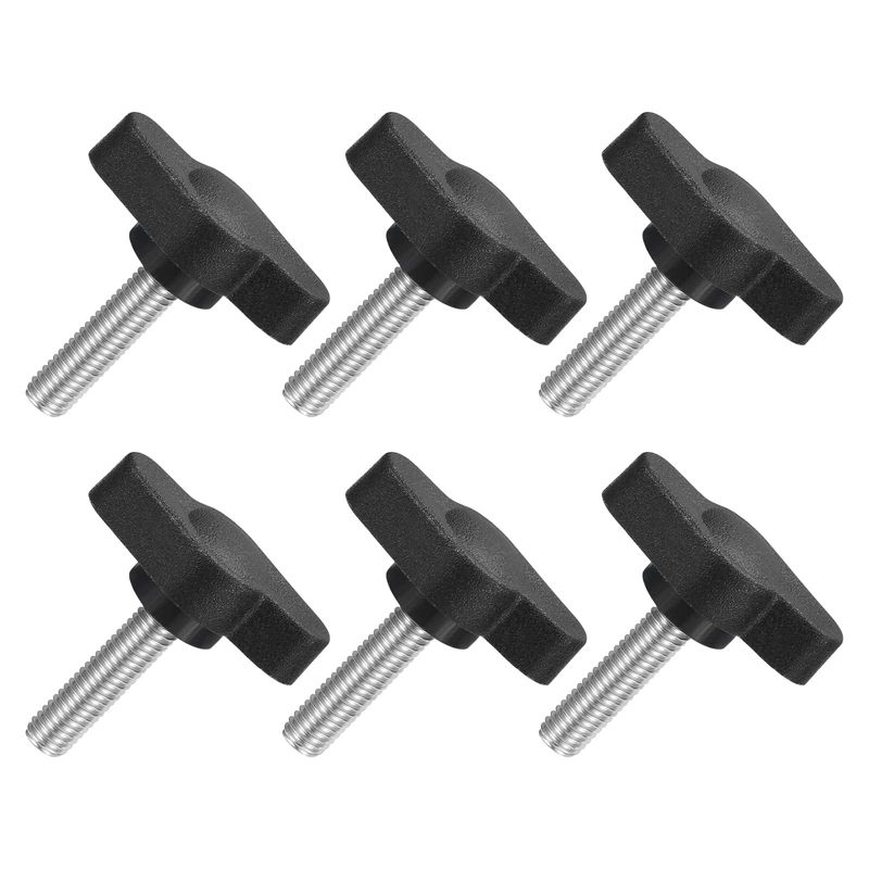 sourcing map 6Pcs Tee Wing Knobs Thumb Screws, M5 x 20mm Clamping Screw Knob Male Thread 304 ...