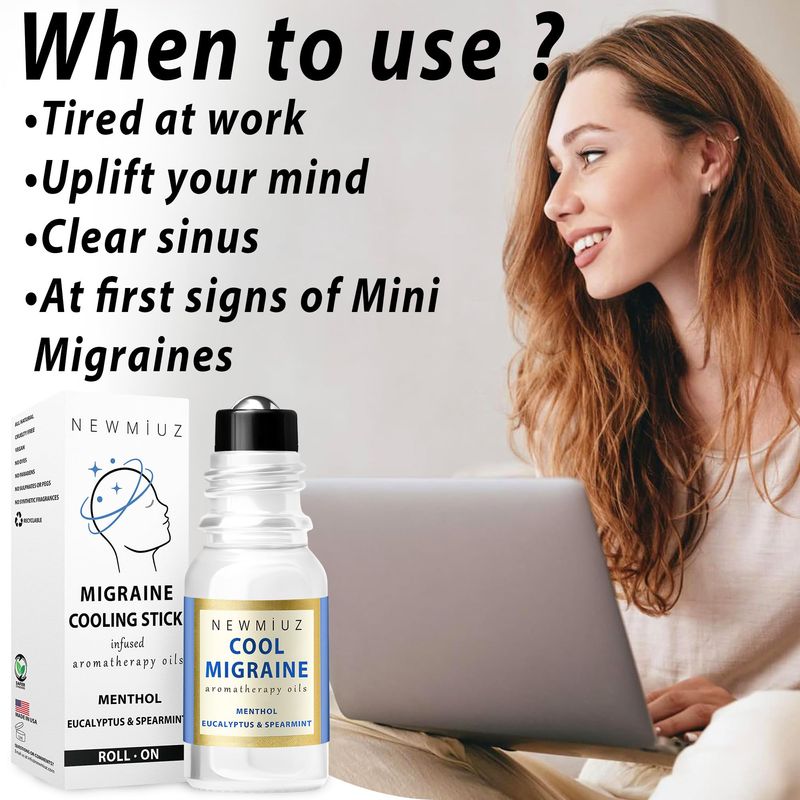 Cool Menthol Migraine Roll on Stick Natural Fast Cooling Peppermint ...