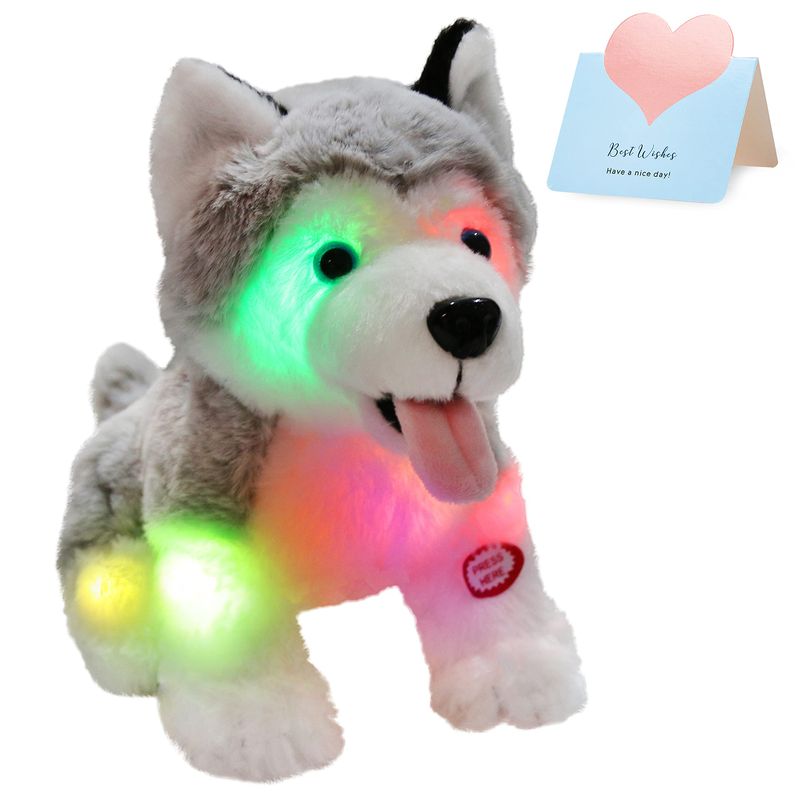 Athoinsu Light up Husky Dog Stuffed Animal Soft Glowing Plush Puppy Toy ...