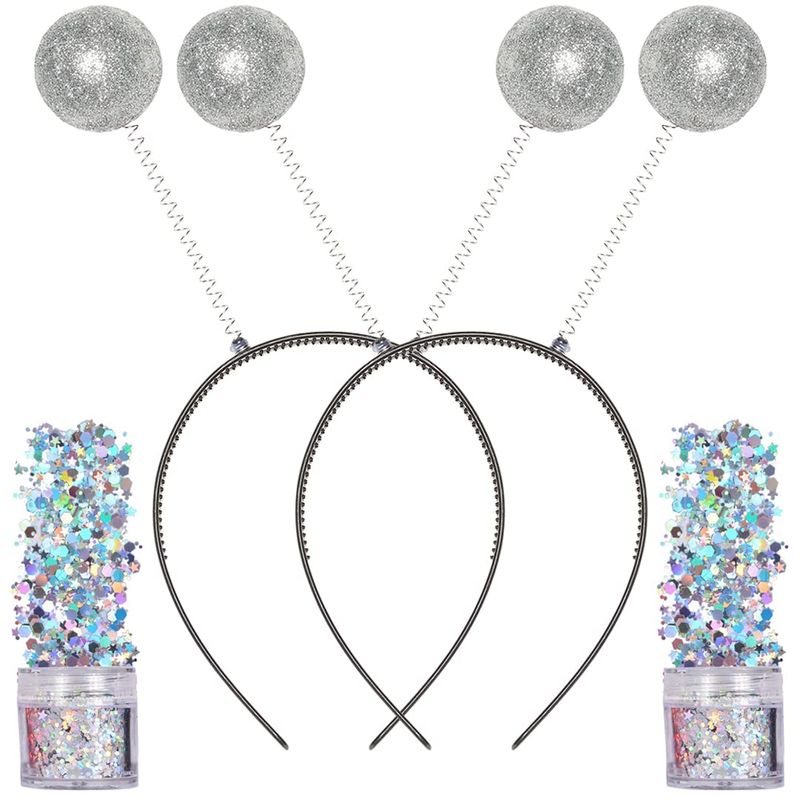 Funcredible Alien Headbands and Glitter - Silver Martian Alien Antenna ...