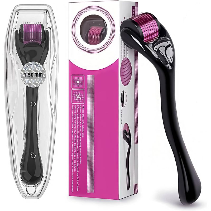 Derma Roller 1.5mm with 540 Titanium Needles – Microneedling Tool for ...