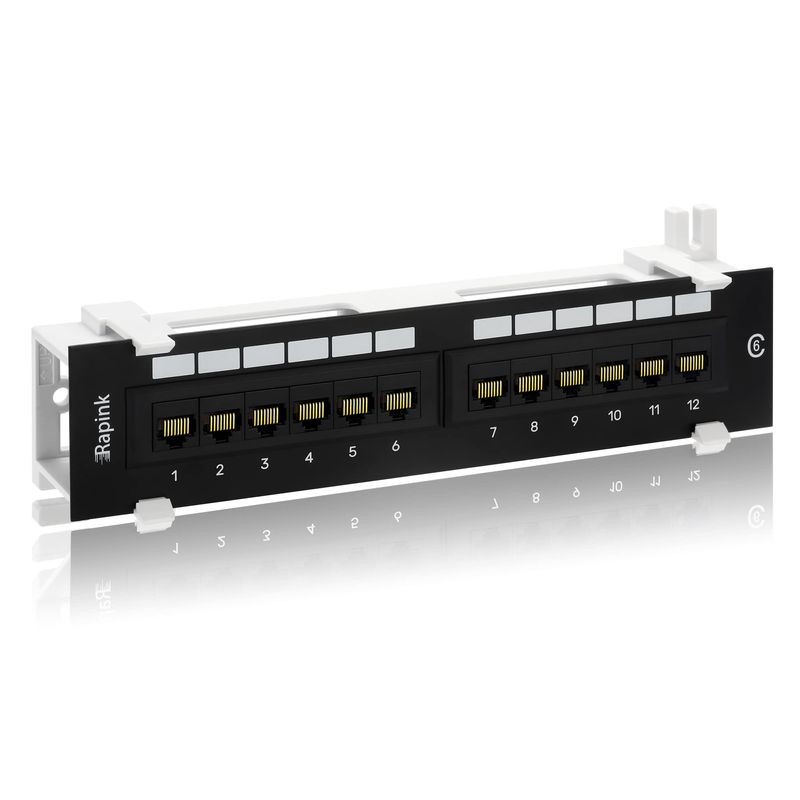 Rapink Patch Panel 12 Port Cat6 10G Support, Network Patch Panel UTP 10 ...