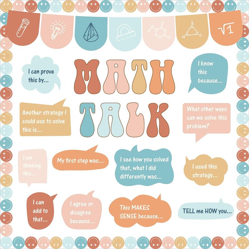 43 PCS Groovy Math Talk Bulletin Board Set for Math Classroom ...