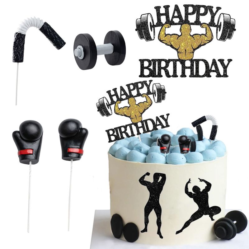 Knana 5Pcs Fitness Cake Topper Boxing Cake Topper Gym Cake Topper ...