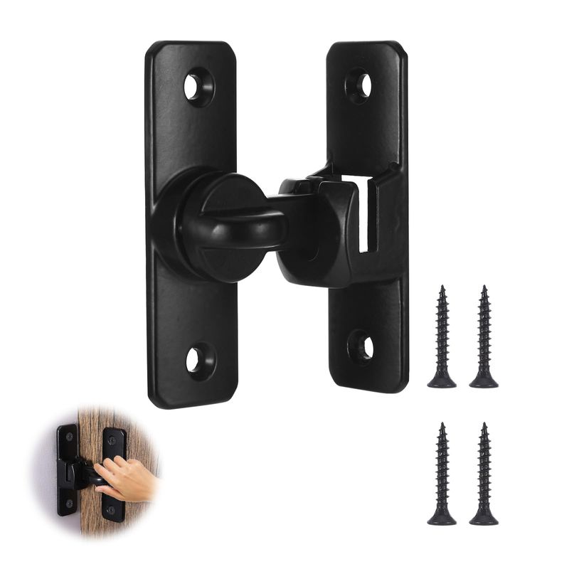 Black Barn Door Lock Latch, Barn Door Latch Flip, 90/180 Degree Heavy ...