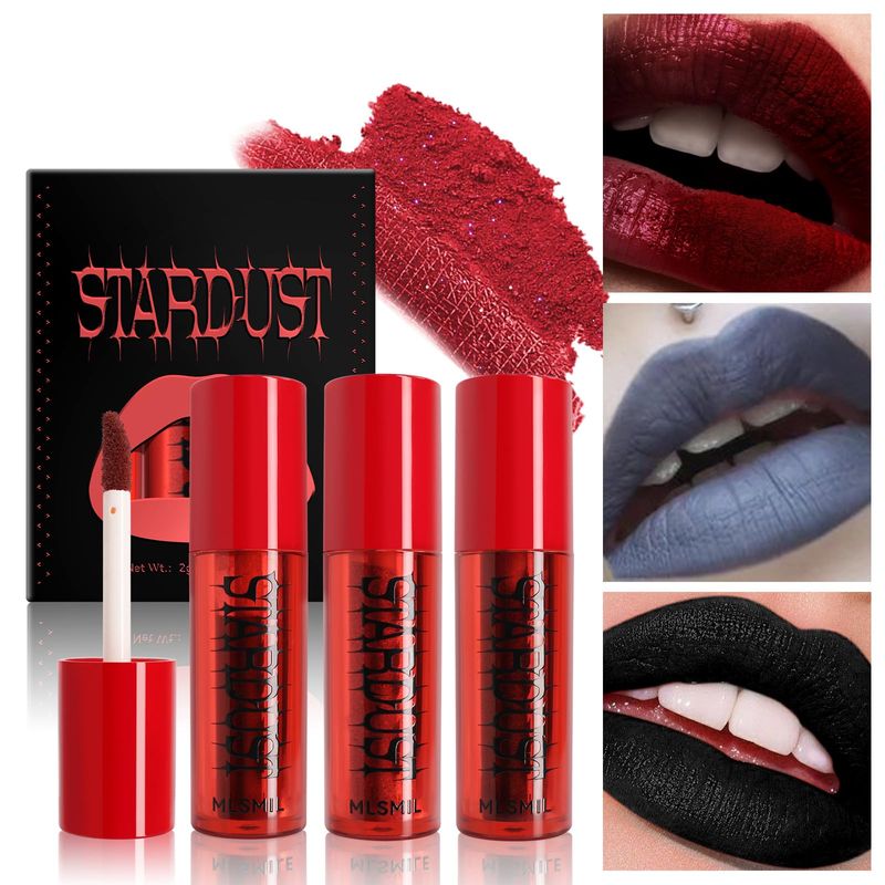 Loobexery 3 Colors Melting Lip Powder Lipstick Velvet Liquid Glitter ...