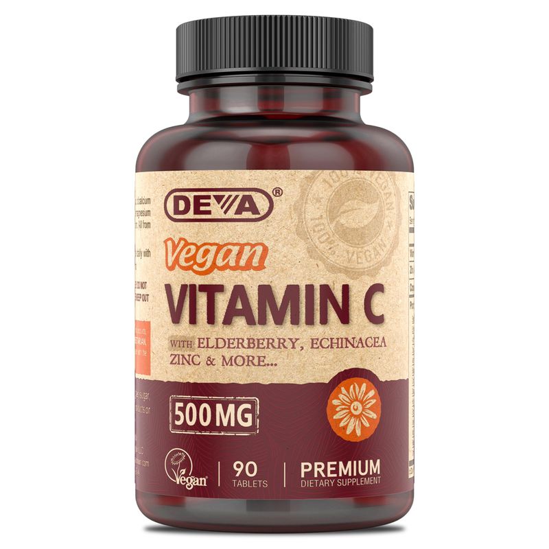 DEVA Vegan Vitamin C, 500 MG with Elderberry, Echinacea, Zinc & More ...