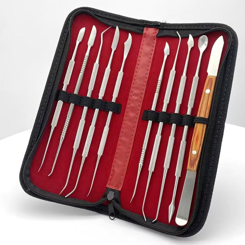 10 PCS Dental Wax Carving Tools Stainless Steel Waxing Modeling Kits with Case, Wax Carvers Set ...