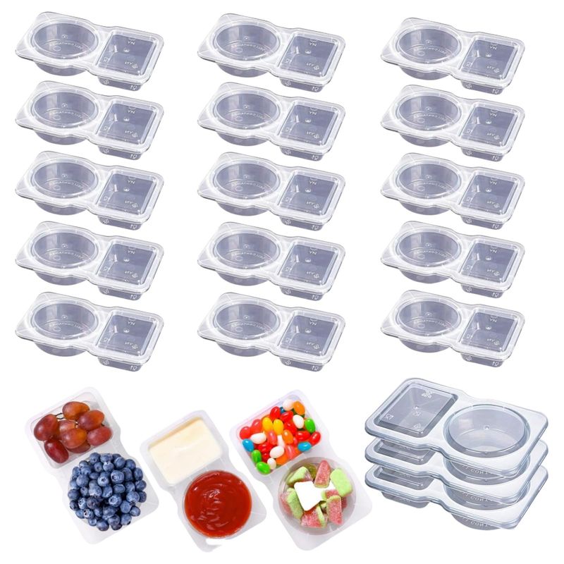 Ryfpdml 20PCS Reusable Snack Containers, Double Compartment Snack Pot ...