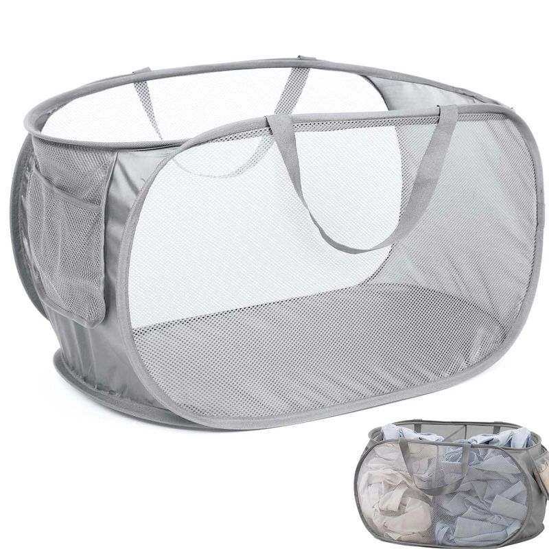 Durable Collapsible Laundry Baskets Mesh Pop Up Laundry Hamper with ...