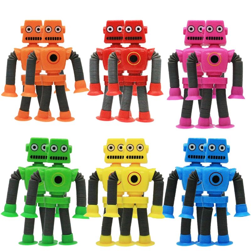 （12pcs） Shape Changing Robot Toy, Suction Cup Toys,Telescopic Pop Tubes ...