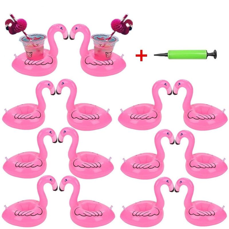 qinnsou 14 Pack Flamingo Inflatable Drink Holder Drink Pool Floats Cup ...