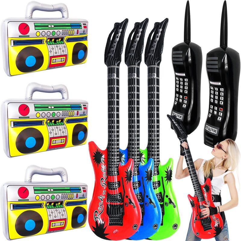 8 Pcs Inflatable Radio Boombox Retro Inflatable Mobile Phone Rock ...