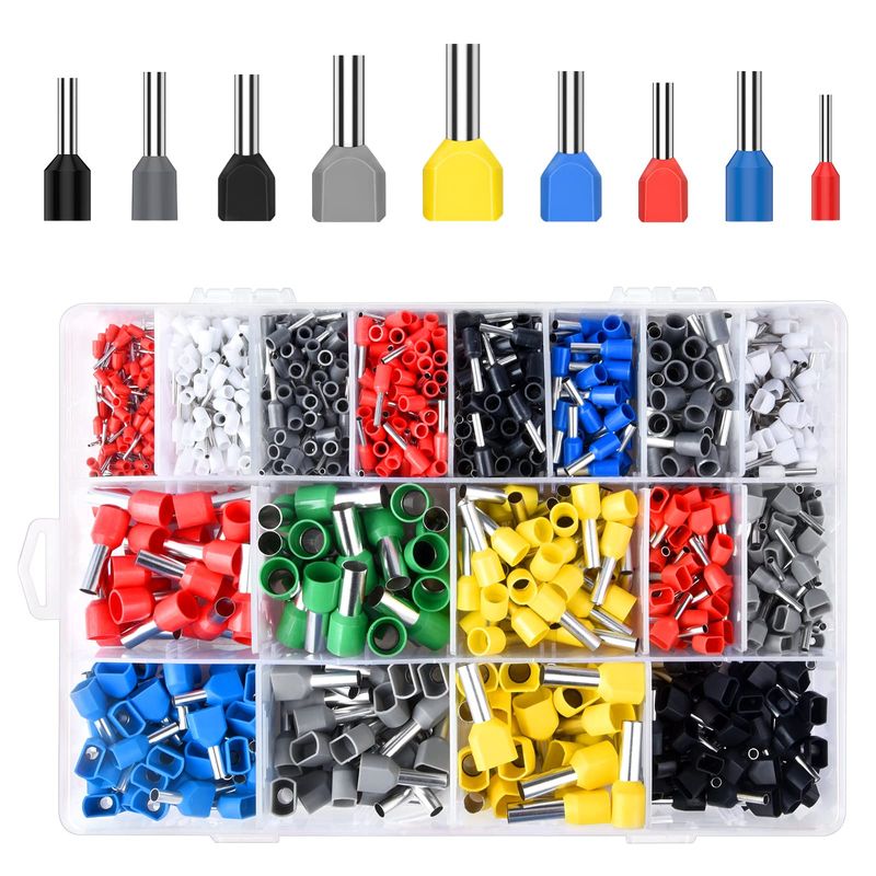 Lytool Double Wire Ferrule Kit,1200pcs Ferrules Terminal Set, Insulated ...