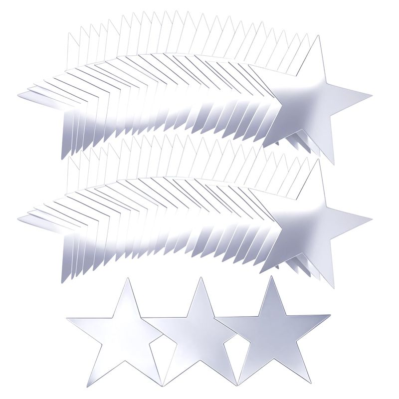 60 Pcs 6 Inch Silver Star Cutouts Cardboard Star Cut-Outs Decorations ...