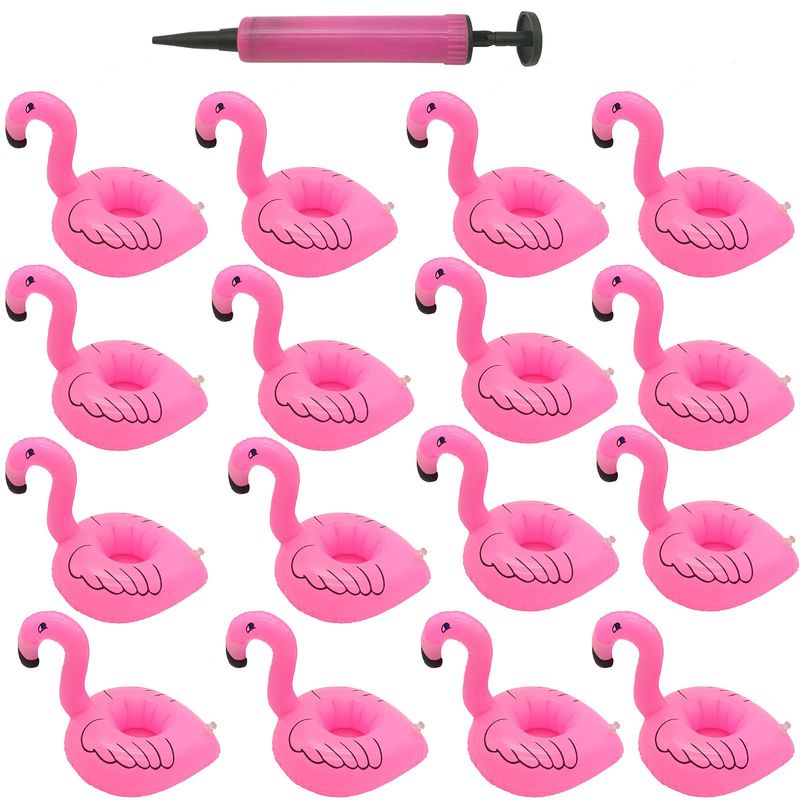 Inflatable Drink Holder, 16 Packs Flamingos Floats Inflatable Cup Floating Coasters for Summer ...
