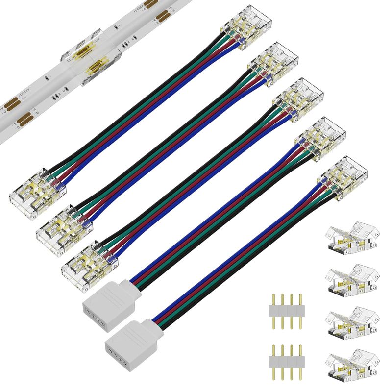PAUTIX RGB COB LED Strip Connector Set,Included 4-Pin Connector ...