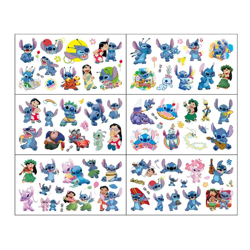 100Sheets Stitch Temporary Tattoos Birthday Themed Party Supplies ...