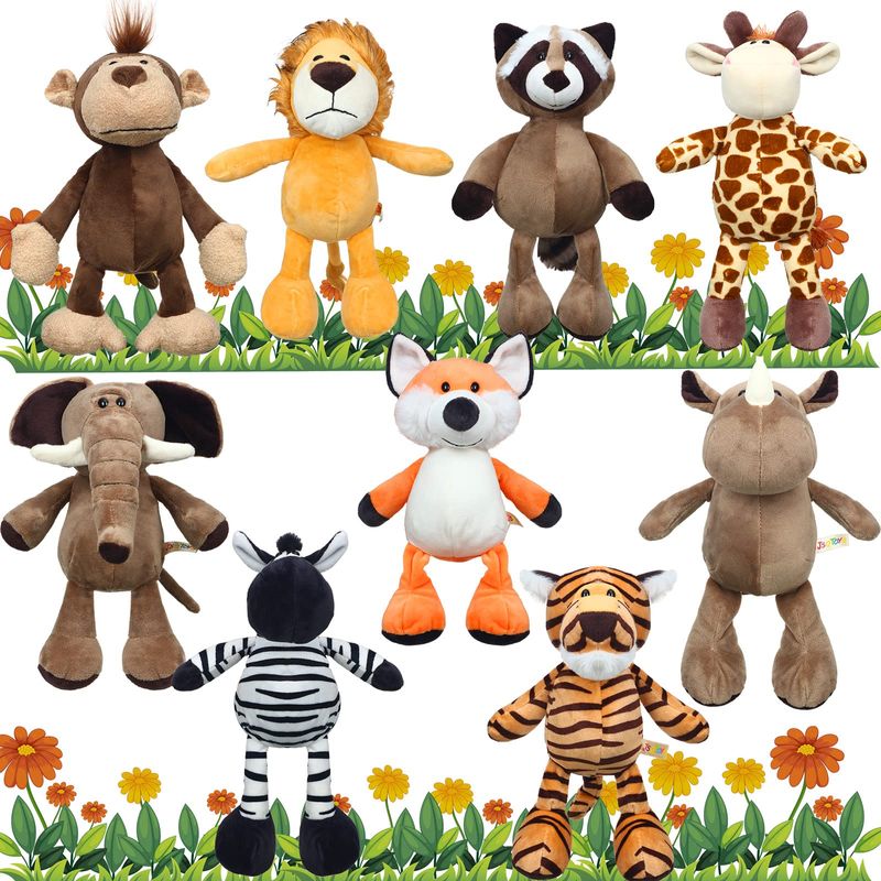 9 Pcs Plush Jungle Animals Toys Jungle Safari Stuffed Animals Bundle 9. ...