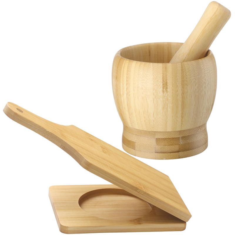 Lineshading 2 Kitchen Tools, Jumbo Bamboo Mortar and Pestle Set Wood ...