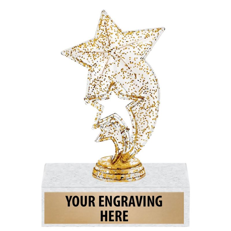 6" Gold Glitter Star Rocket Trophies - Custom Star Trophy Award ...