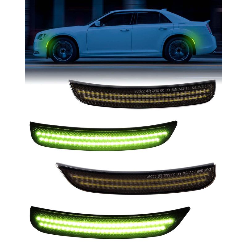 PWOBVZ Full Green LED Side Marker Light for Chrysler 300 2015 2016 2017 ...