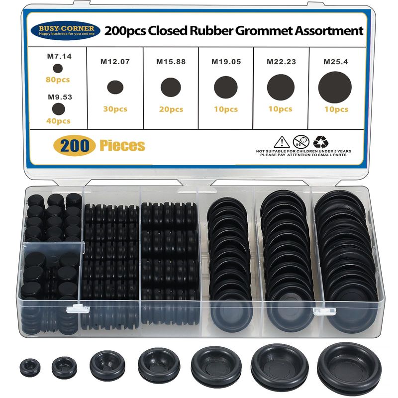 BUSY-CORNER Rubber Grommet Assortment Firewall Solid Closed Hole Plug ...