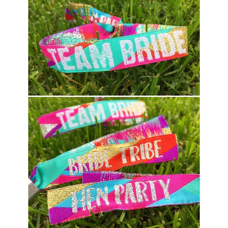 Team Bride Multi Coloured Hen Party Wristbands (Pack of 10) lockdown ...