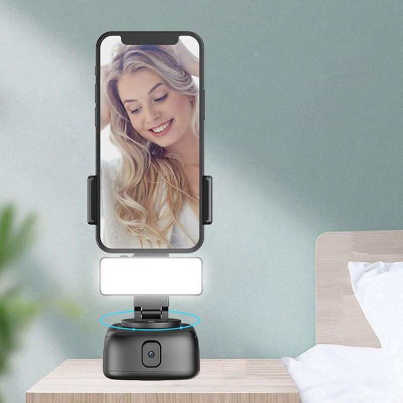 Auto Face Tracking Phone Holder, 360 Degree Intelligent AI Camera Recognition Face Tracker, with ...