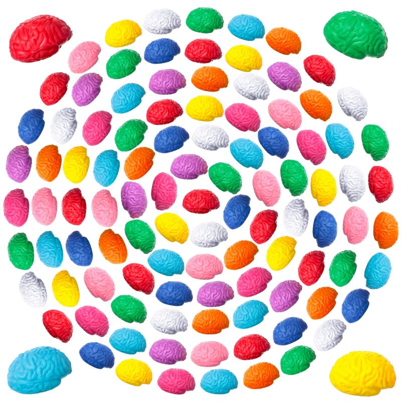 60 Pieces Mini Brain Stress Ball Bulk Halloween Brain Toy PU Hand ...
