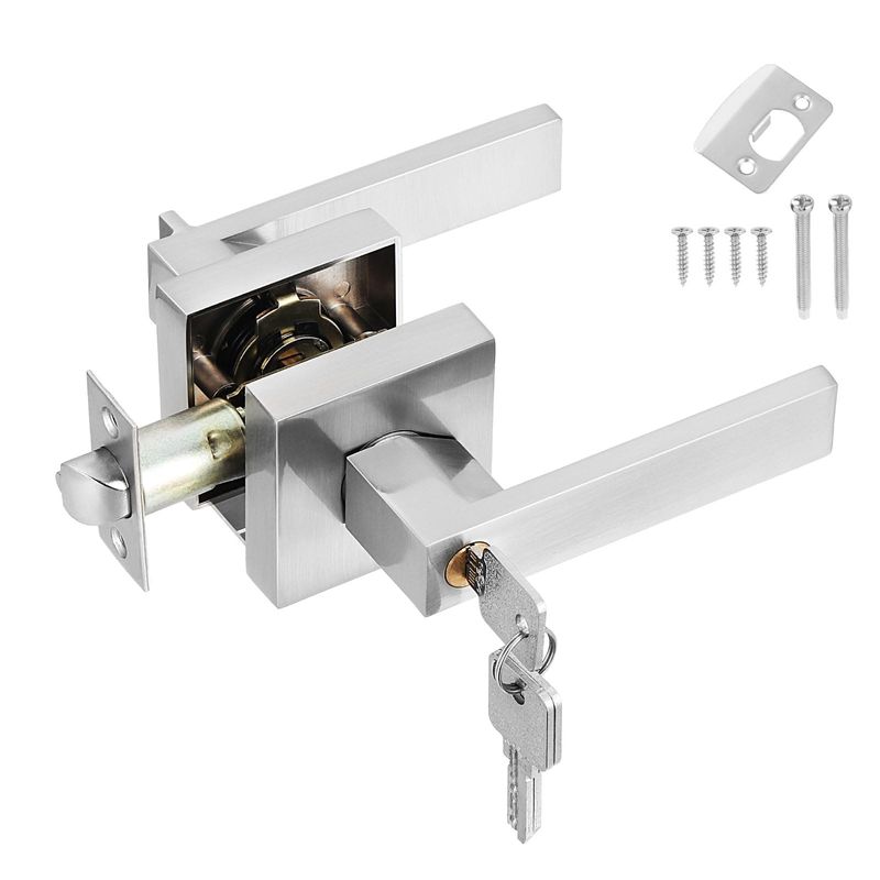 HSEAMALL Door Lever Handle Lock,Interior Door Handle with Lock and Key ...