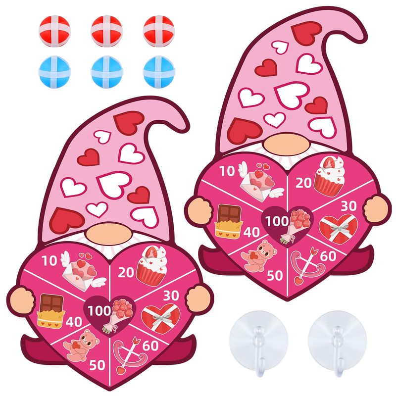 2pcs Valentine's Day Dart Board Sticky Balls Toys Game, Cute Gnome ...