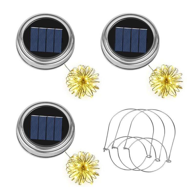 Adiwo 3PCS Solar Light Replacement Top, 20 LED Light String 2m Panel ...