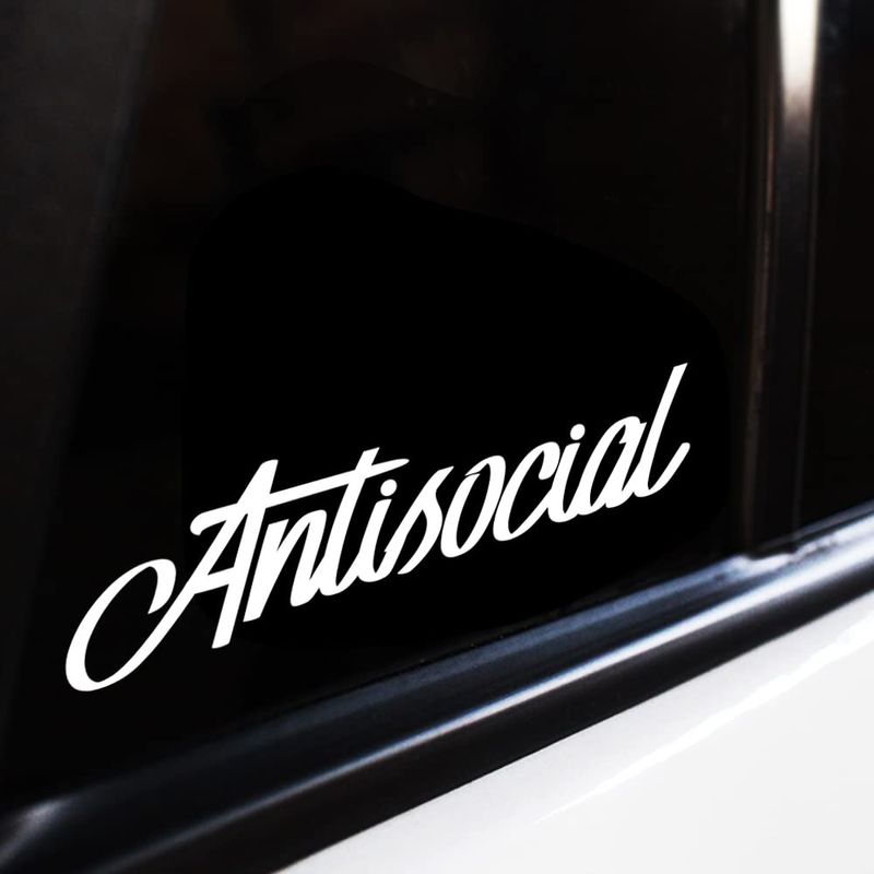 Antisocial Car Sticker, Vinyl Decal Sticker, Car Window Bumper Sticker ...