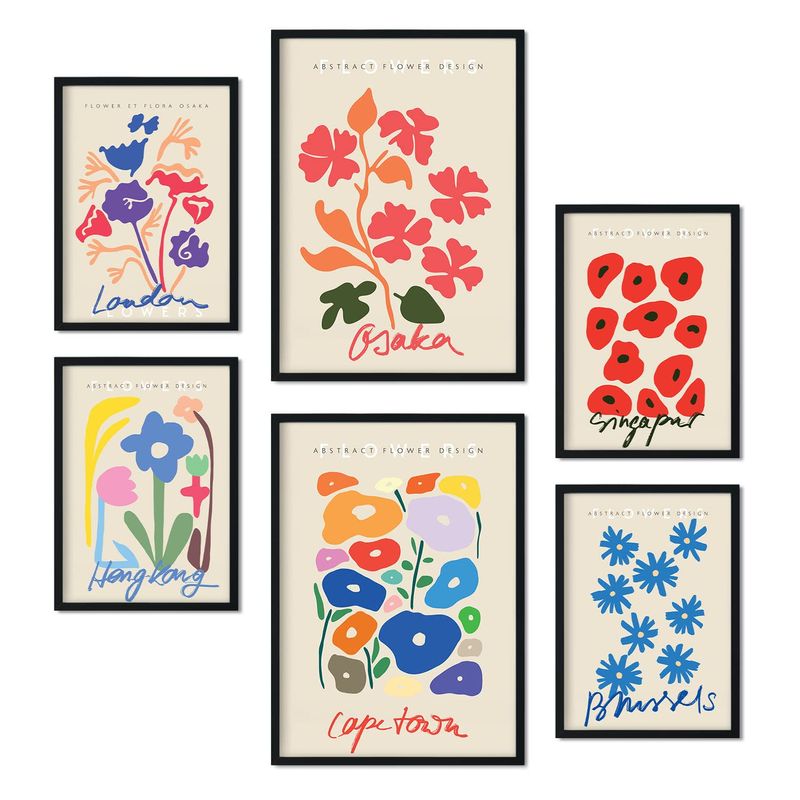 Nacnic Set of 6 Floral posters. Collection of posters in collage ...