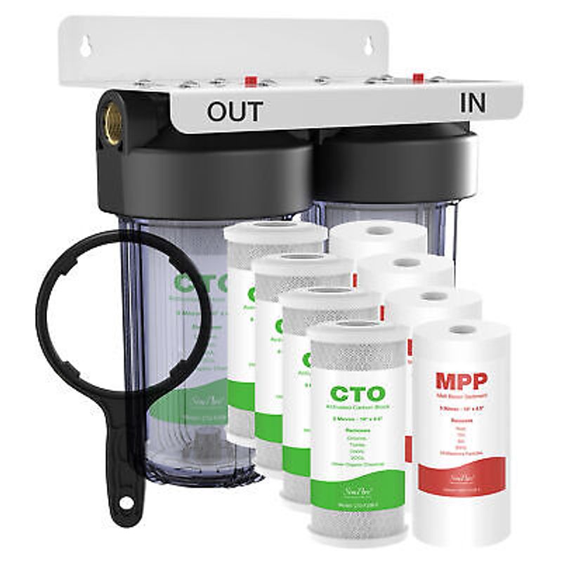 SimPure 10x4.5 Big Blue Whole House Water Filter Housing System 2-Stage ...