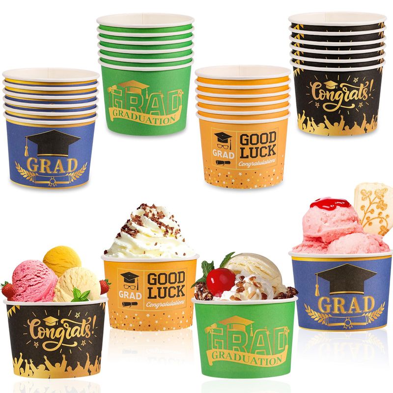 HOWAF 24pcs Graduation Party Supplies Ice Cream Bowls Disposable ...